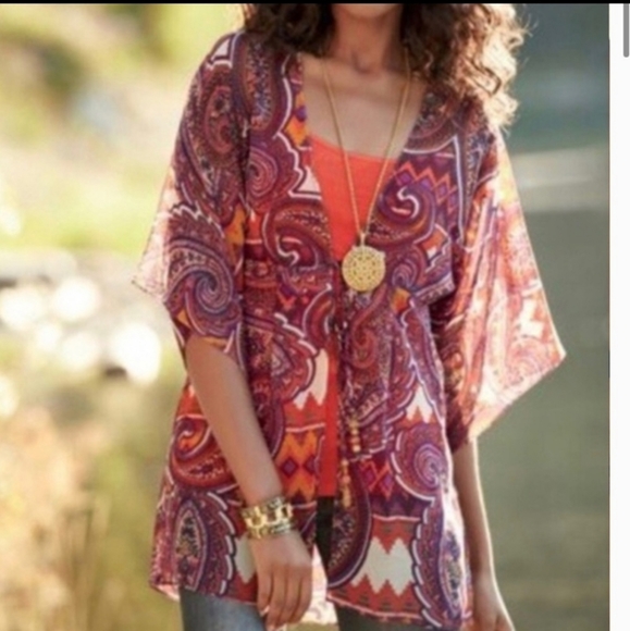 CAbi | Tops | Cabi Womens Epic Tunic Paisley Boho Kimono | Poshmark